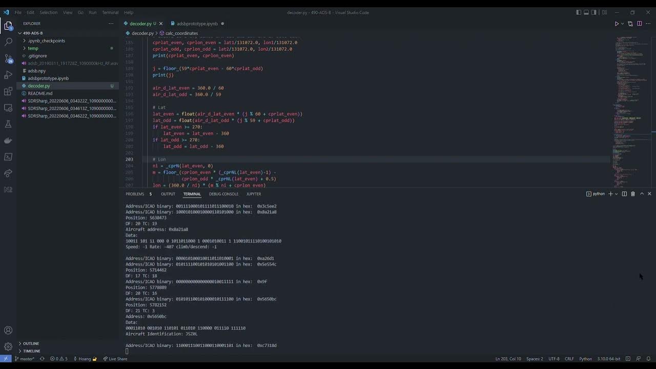 ADSB Decoder Python - YouTube