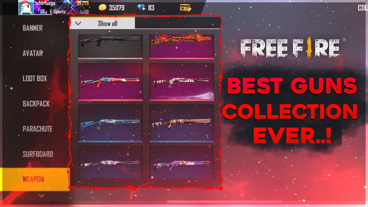 MY UNSEEN COLLECTION CONTAINS ALL GUN SKINS🔥Garena Free Fire - YouTube