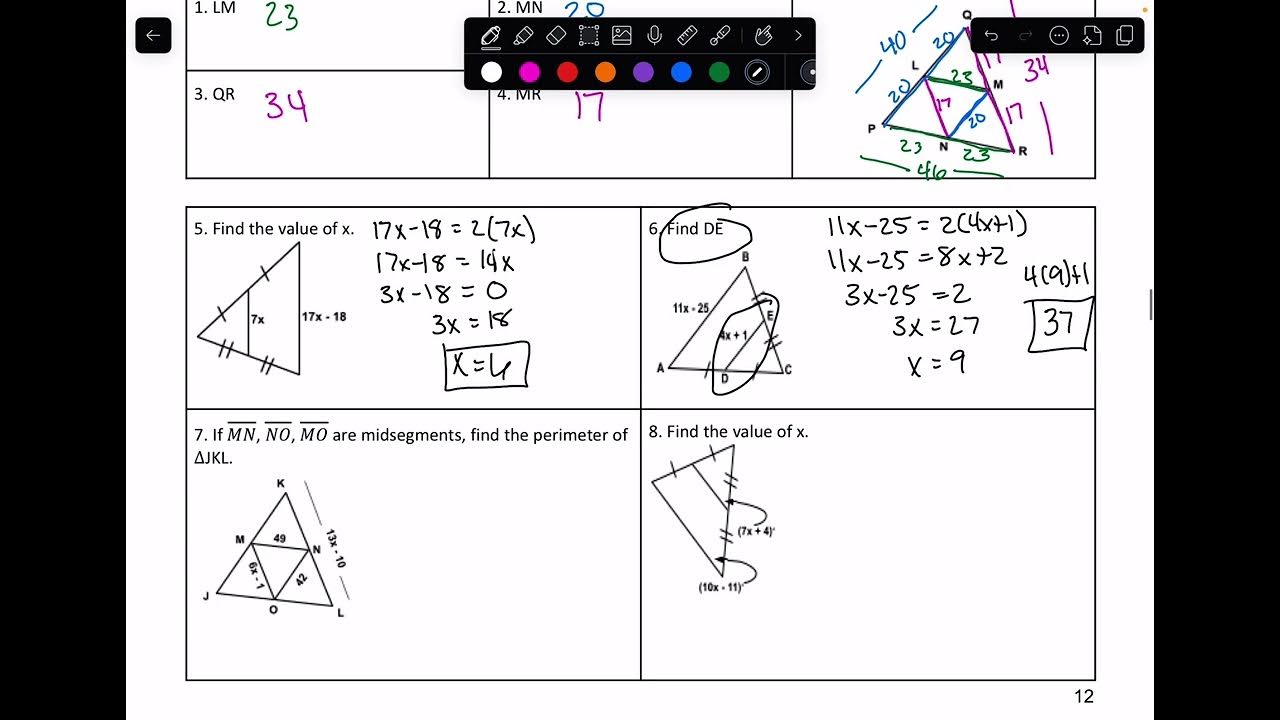 ADV special Segments of Triangles - Midsegments - YouTube