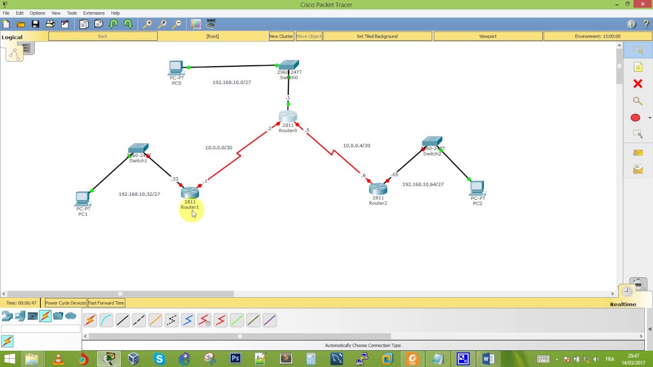 Configuration du routage statique avec 3 routeurs - YouTube