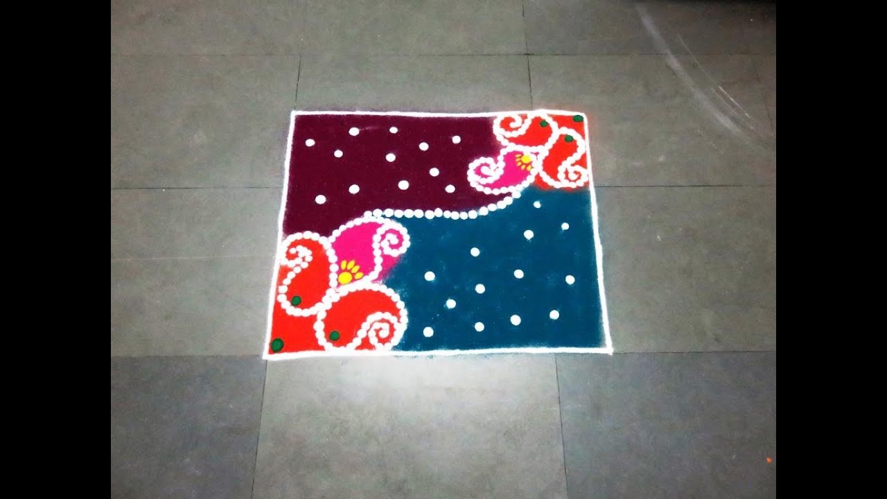square beautiful fancy rangoli design - YouTube