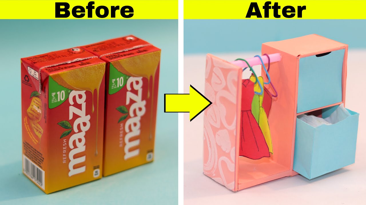 Diy Mini clothes storage from waste boxes || How to make Miniature ...