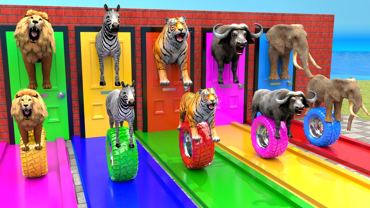 Elephant Lion Gorilla Tiger Hippo Guess The Right Door ESCAPE ROOM ...