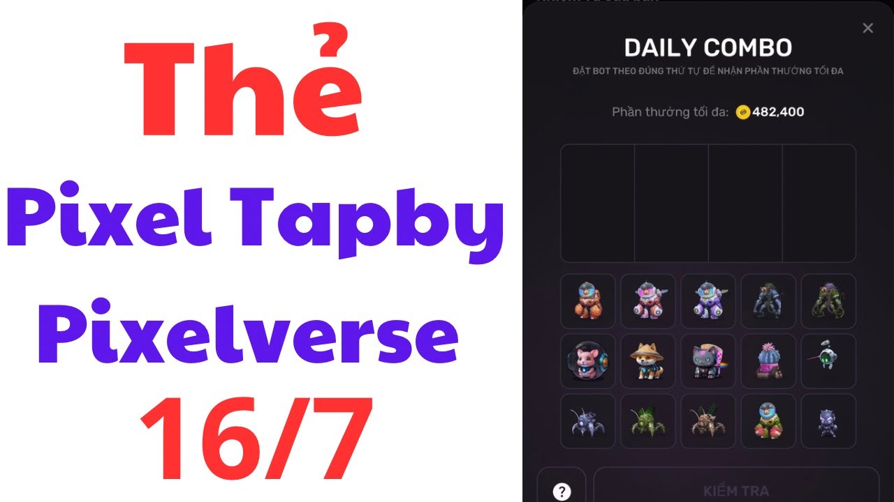 Thẻ Pixel Tap by Pixelverse ngày 16/7 - YouTube