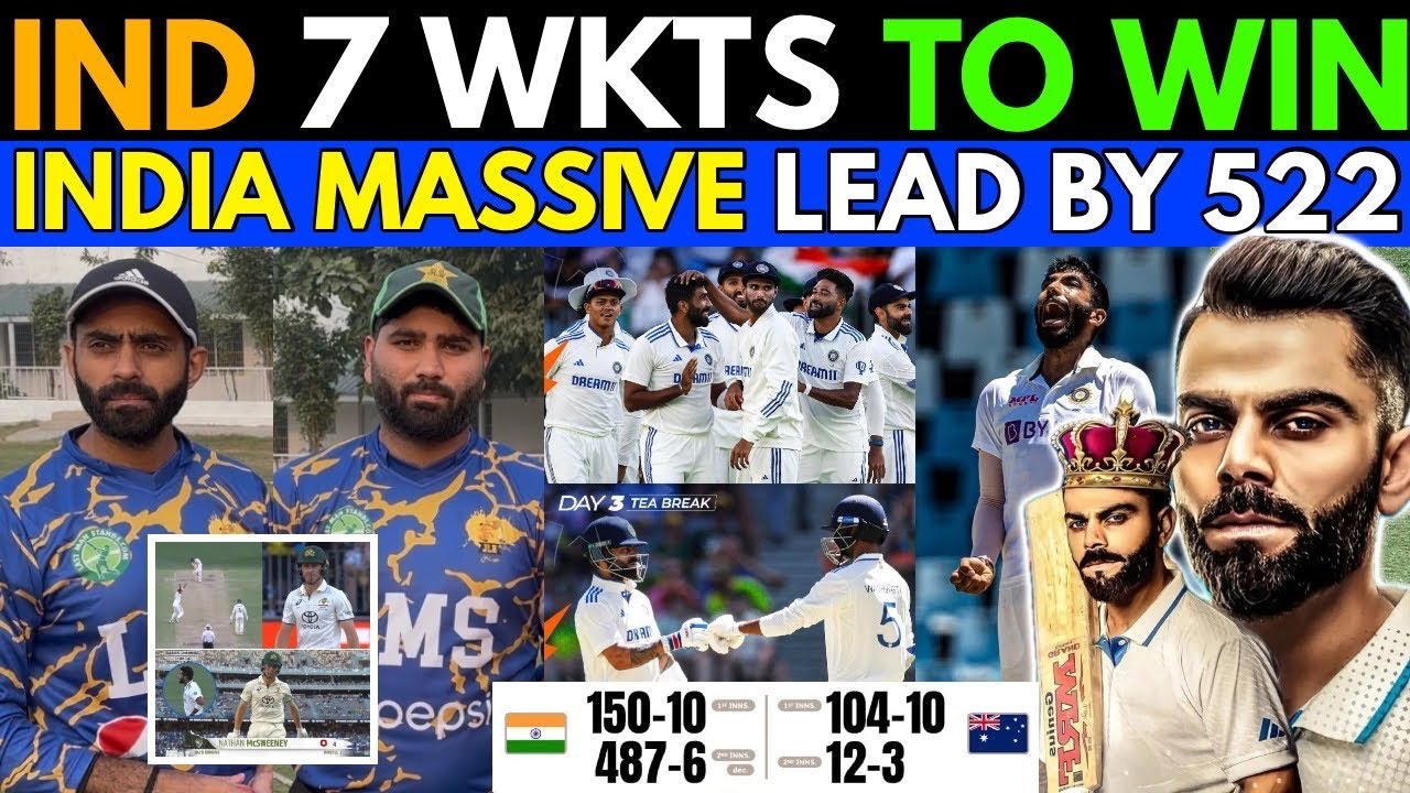 AUS 12-3🥵| IND Lead by 522 Runs | Virat 100* & Jaiswal 161 | IND vs AUS ...