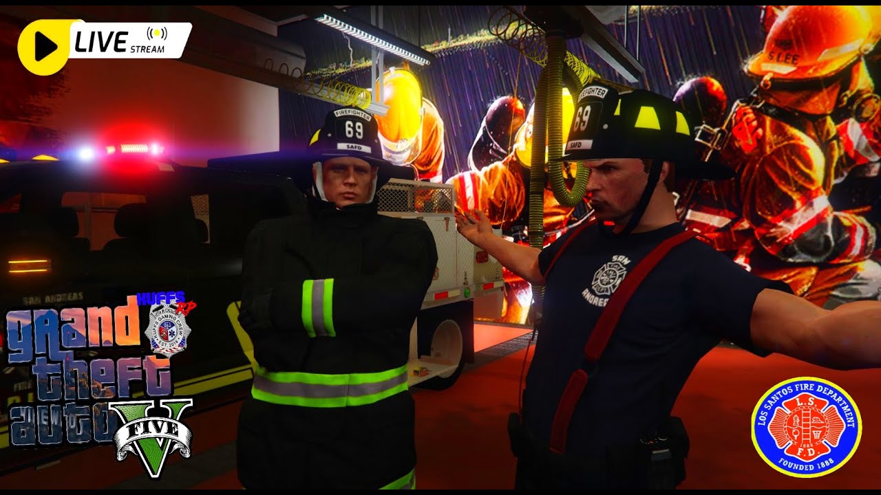 LIVE: GTA FiveM Kuffs Roleplay: Firefighting with the SAFD!! - YouTube