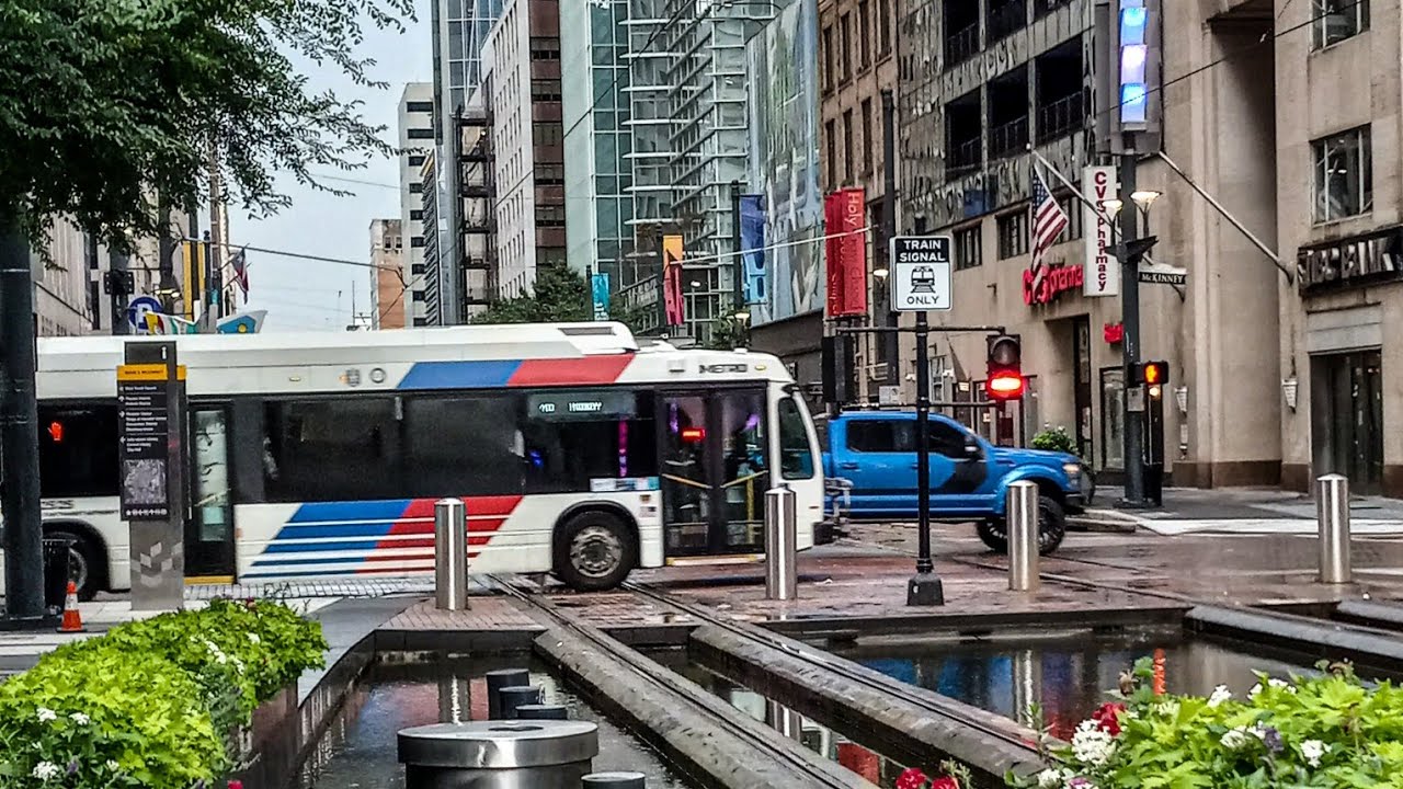 Houston Tx, Houston Metro Buses & Light Rail In Action Around The City ...