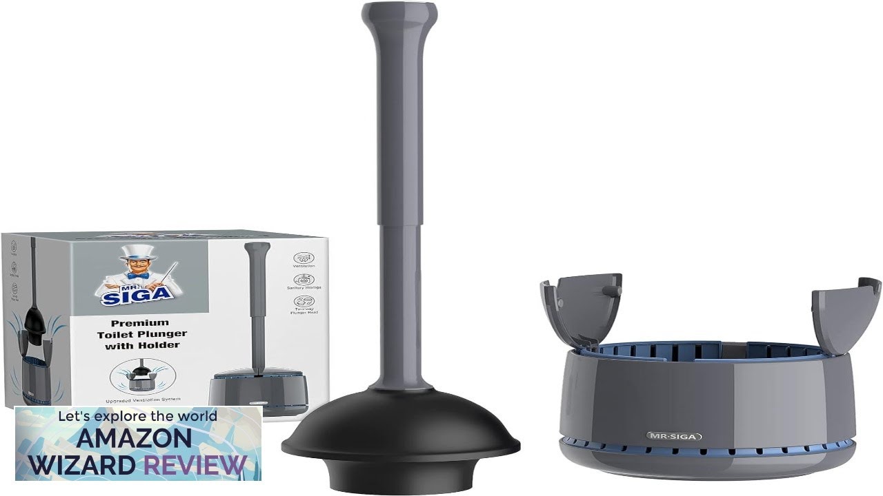 MR.SIGA Toilet Plunger with Holder Heavy Duty Plunger with Sturdy ...
