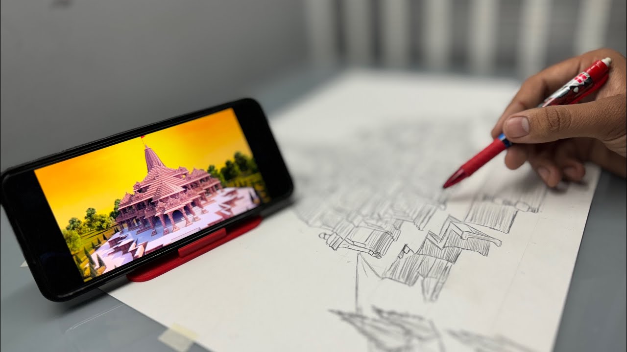 Shri Ram Mandir Drawing, Outline Tutorial😍 - YouTube