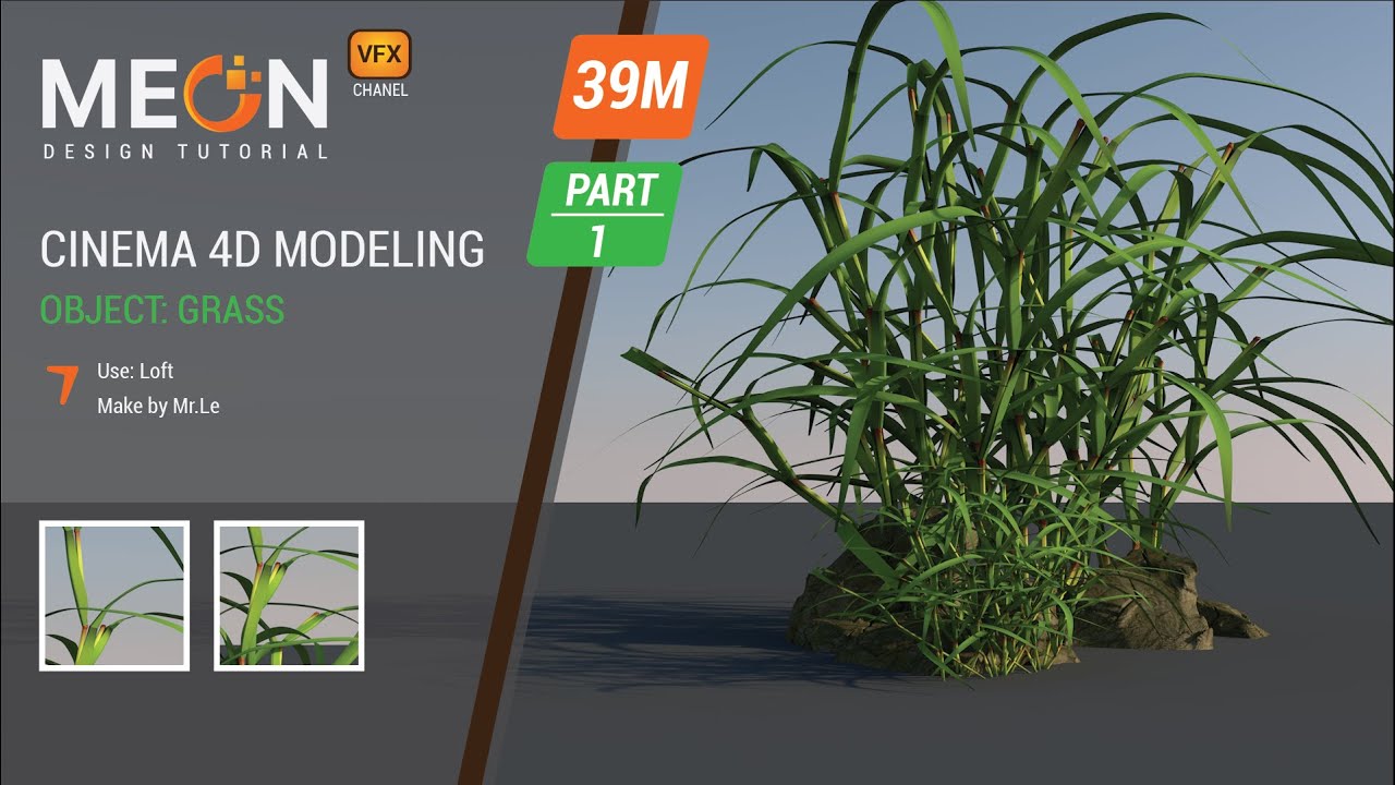 CINEMA 4D Modeling Grass Tutorial use Loft Part 1 - YouTube
