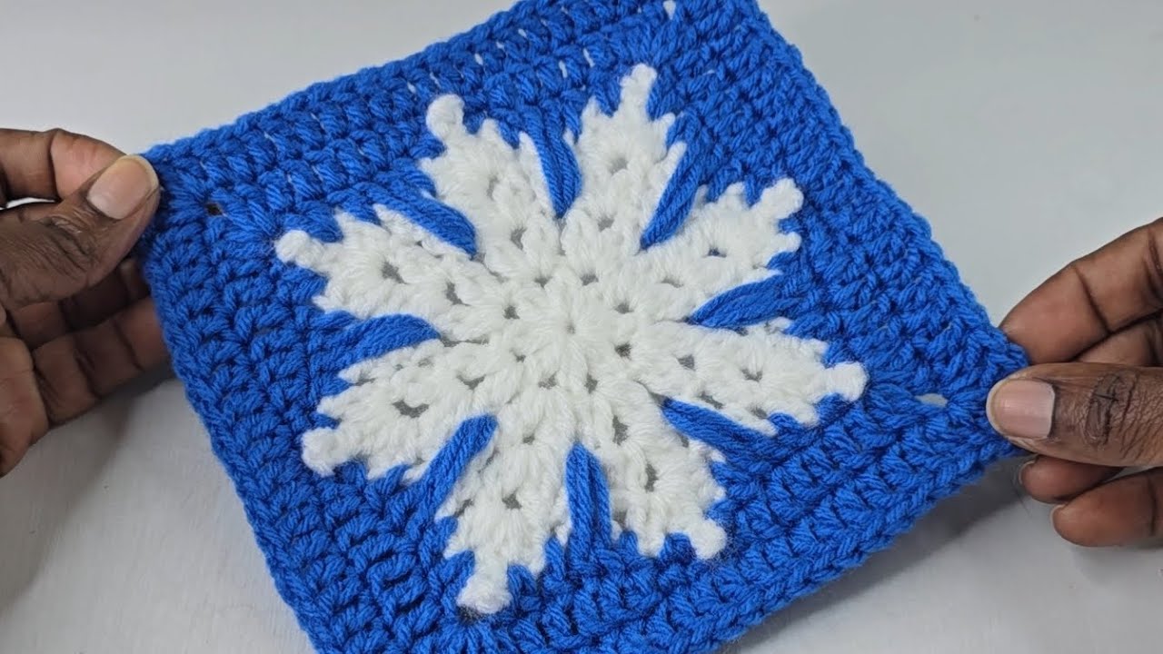 How to Crochet Snowflake Square | Step by Step Tutorial - YouTube