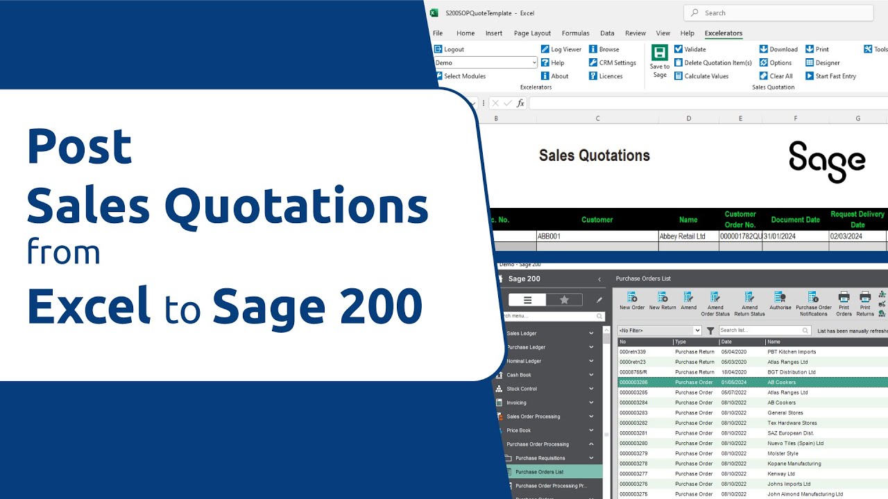 How to Post Sales Quotations from Excel to Sage 200 - YouTube