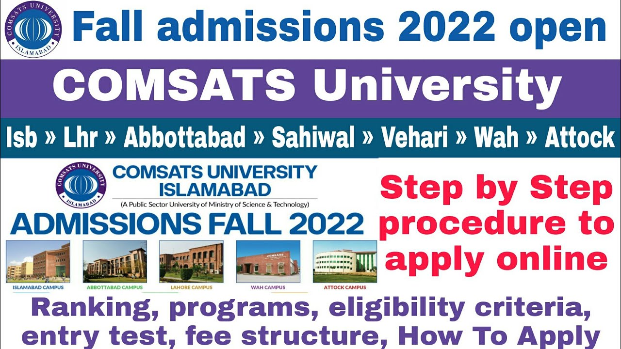 COMSATS University fall 2022 admissions »How To Apply Online!Complete ...