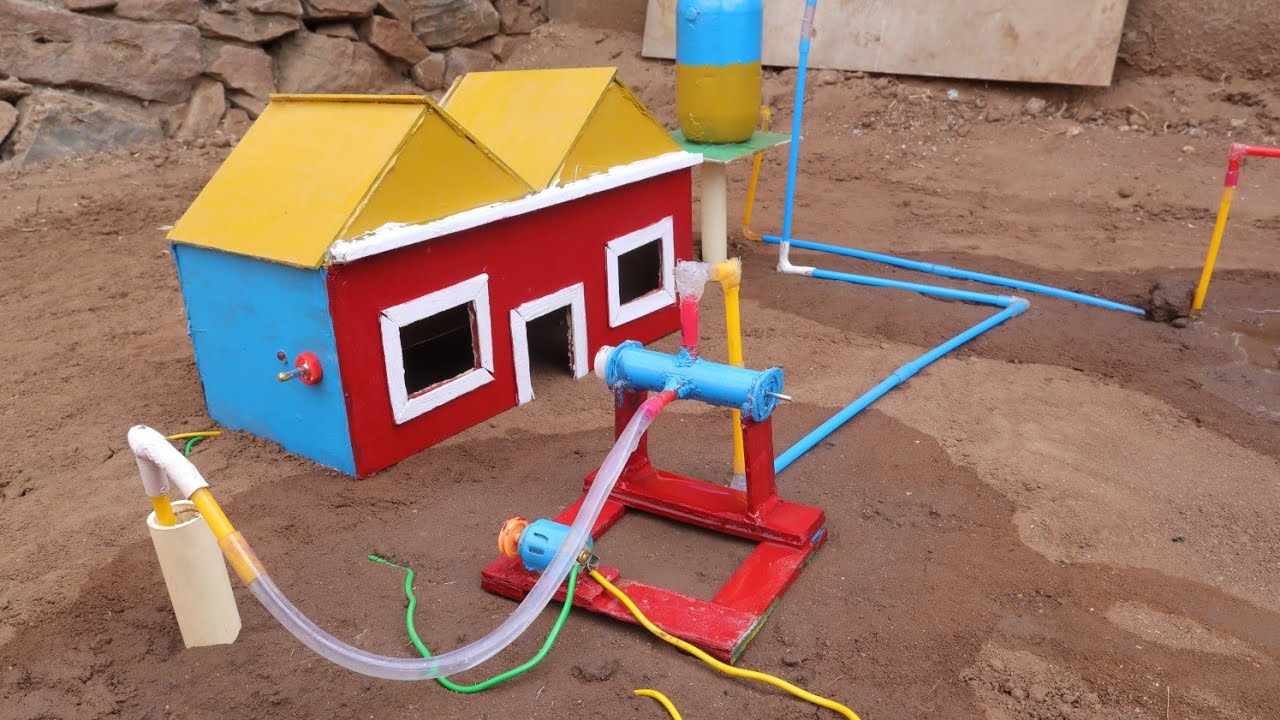 Diy borewell electric motor water pump | science project | water tank ...