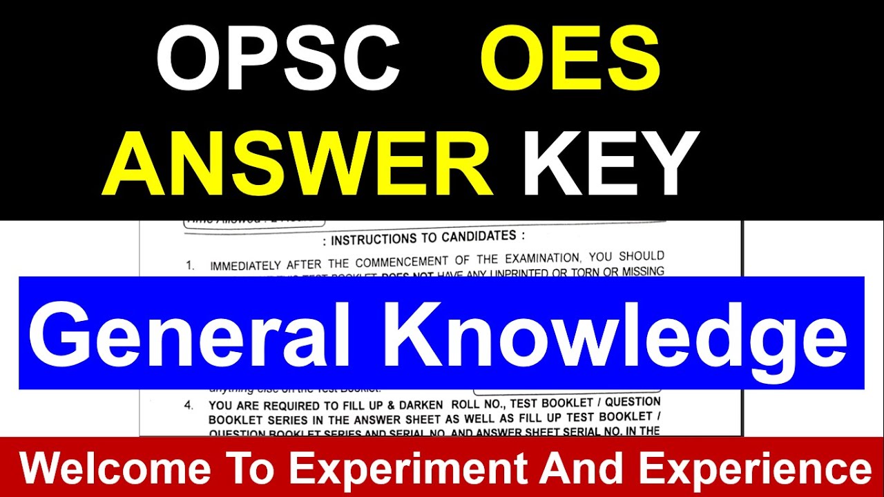 OPSC OES Answer Key 2022 | General Knowledge | Part_2 | #opsc | # ...