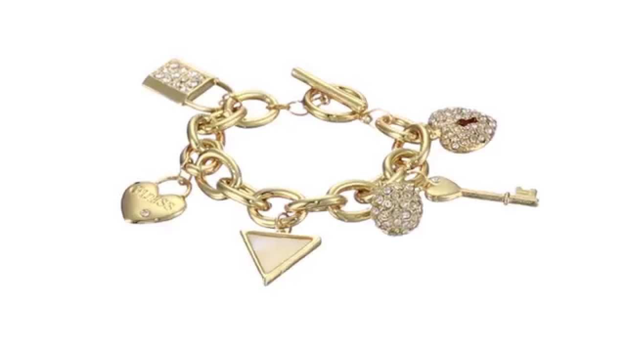 GUESS Lock, Key, Hearts Charm Bracelet SKU:8518023 - YouTube