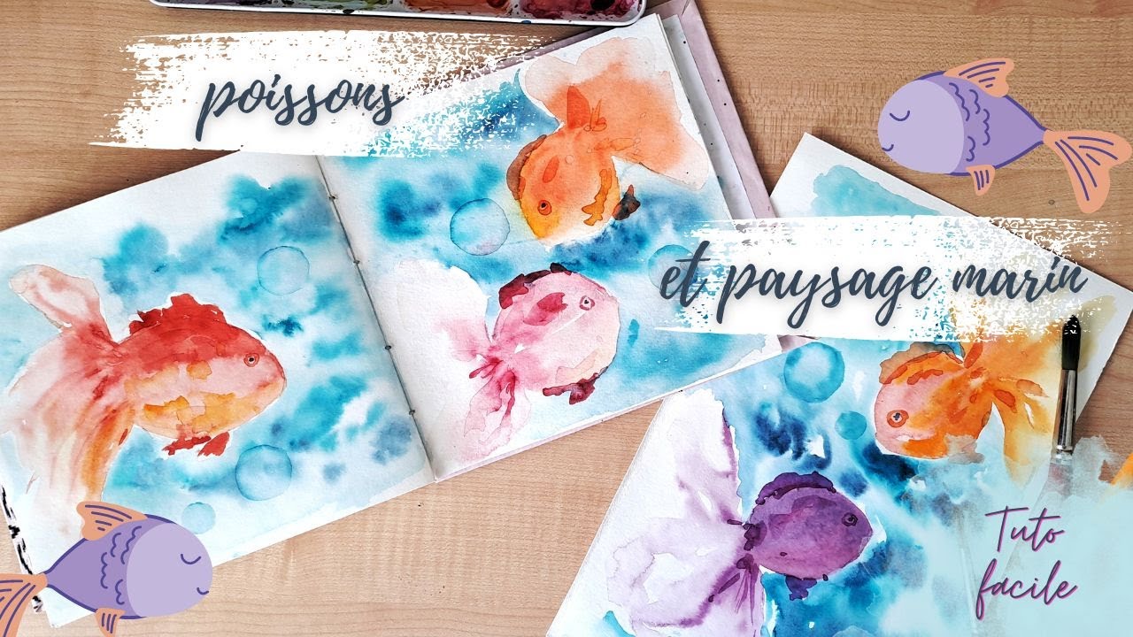 Comment peindre un poisson aquarelle - tuto facile - YouTube