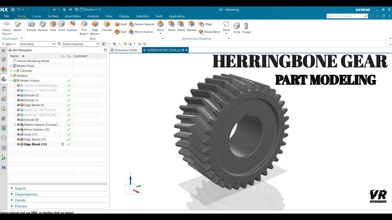 HERRINGBONE GEAR || GEAR || 3D MODELING || NX SIMENS - YouTube