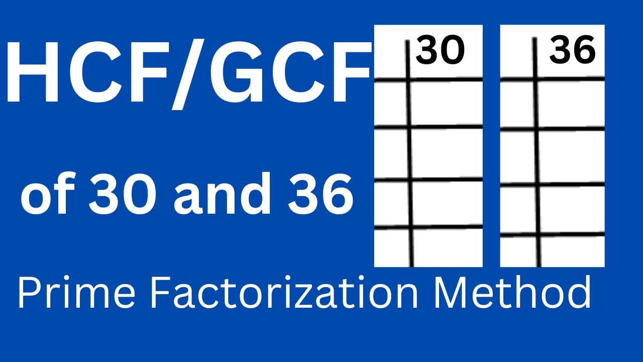 Find HCF of 30 and 36 by Prime Factorization Method - YouTube