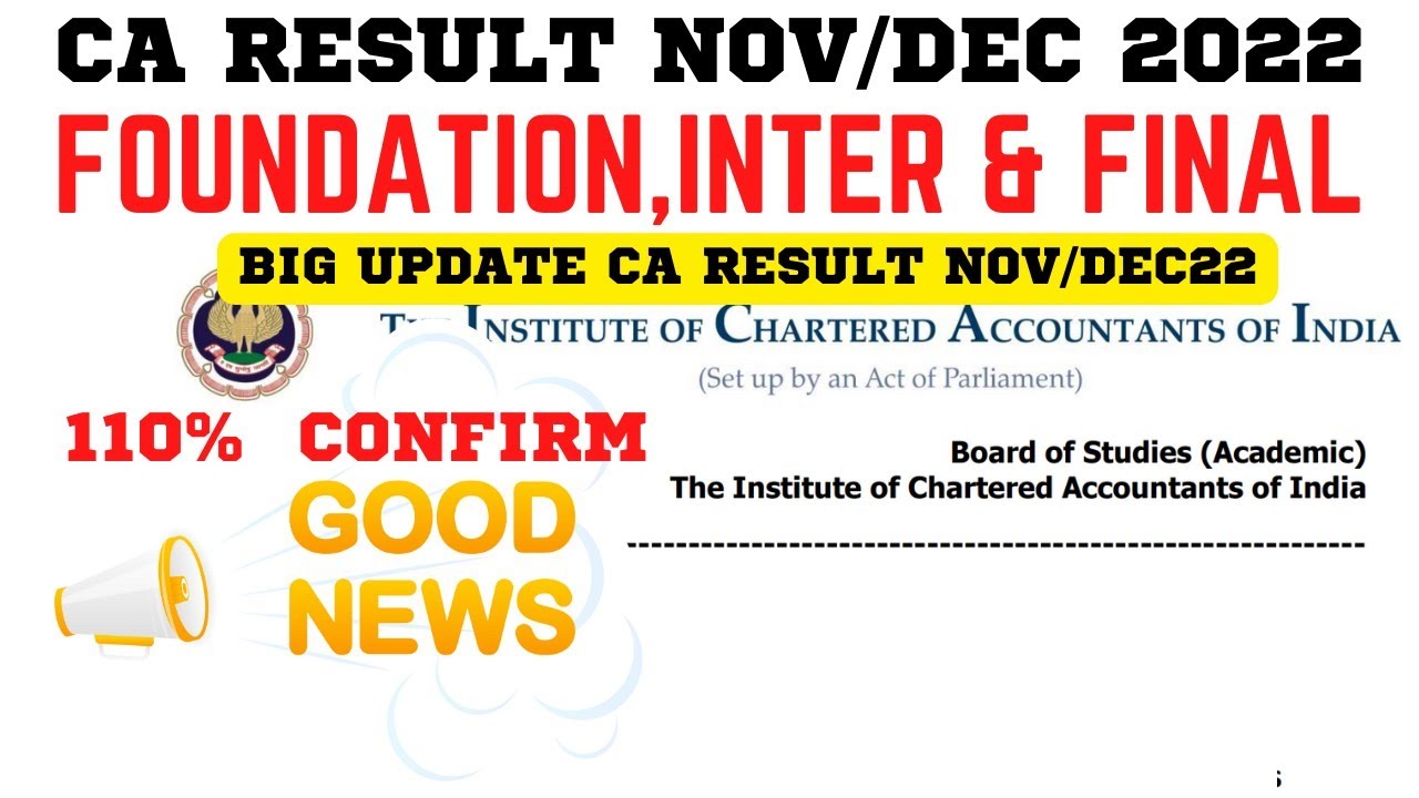 CA Result Nov/Dec 22 Date Good News | CA Foundation, Inter Final Result ...