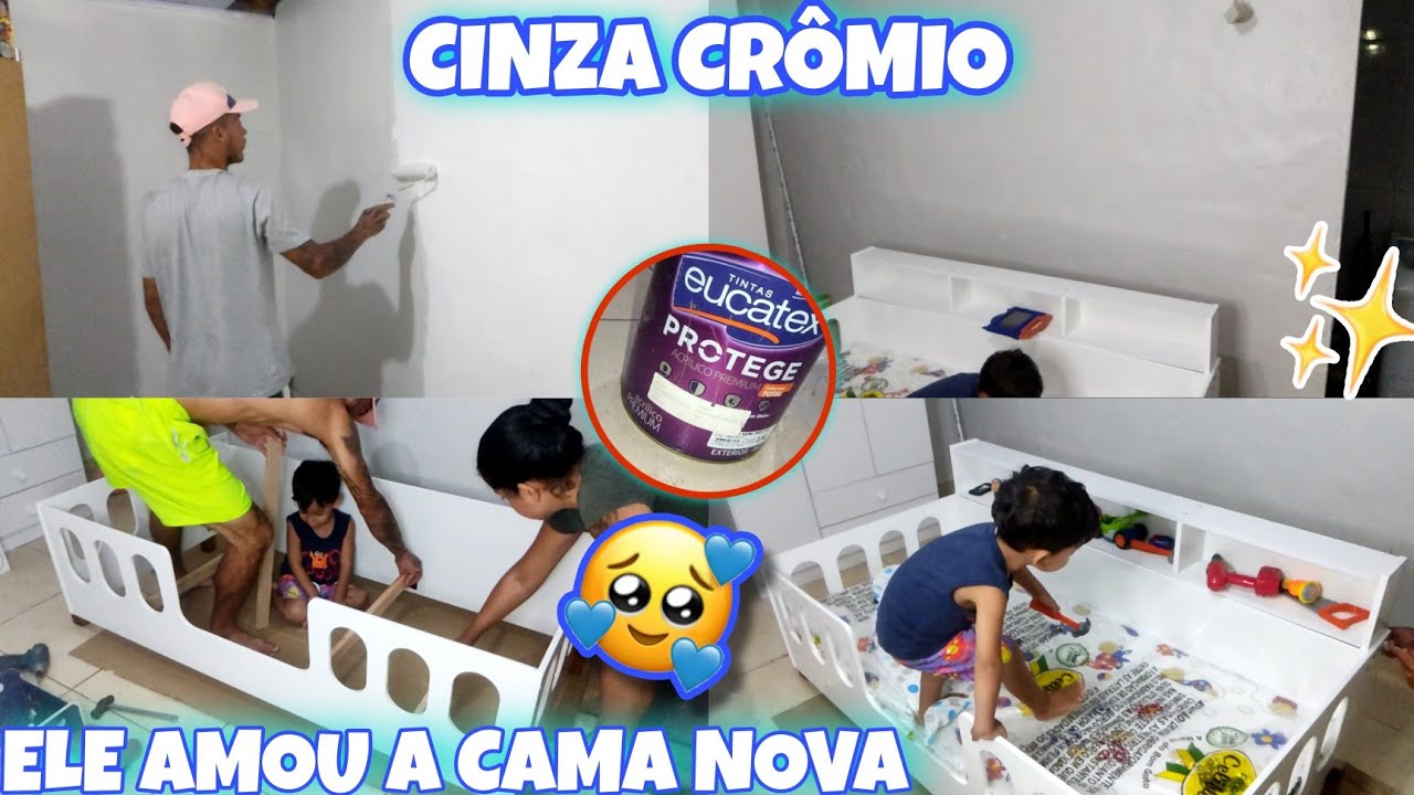 PINTAMOS O QUARTO DO DAVI + MONTAMOS A CAMA NOVA | FICOU LINDO😍 EU AMEI ESSA COR | REFORMA NO ...