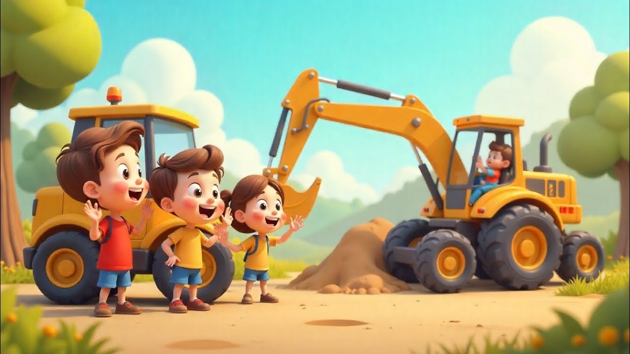 "I Am an Excavator Song for Kids | Construction Vehicles Poem - YouTube