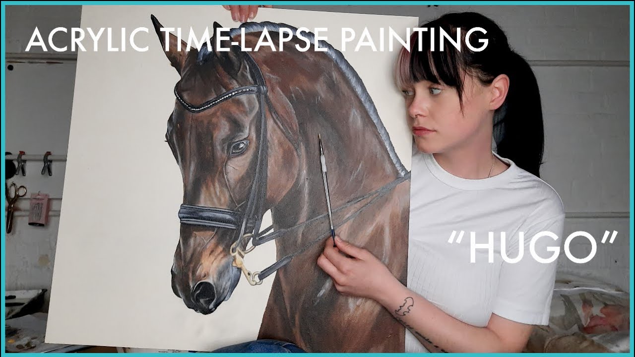 Time-Lapse Acrylic Painting || "Hugo" - YouTube