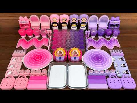 Oddly Satisfying Slime Mixing ASMR | Pink vs Purple Glossy Swirls