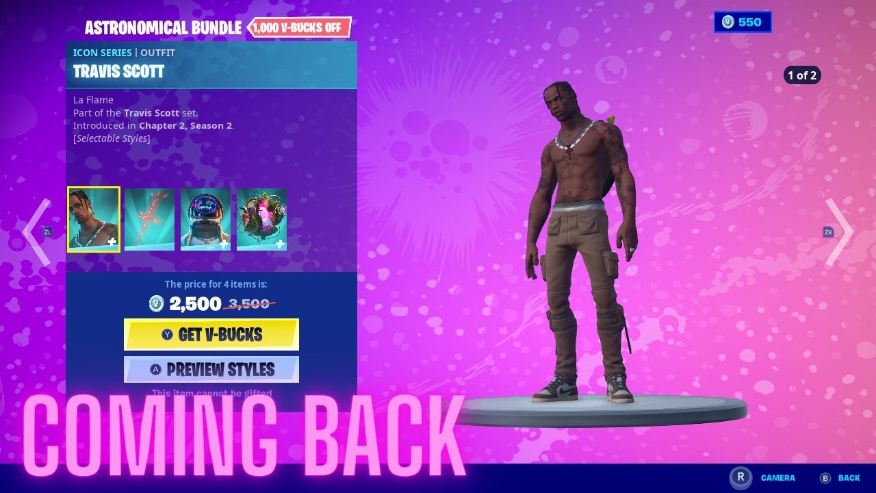 TRAVIS SCOTT SKIN RETURN RELEASE DATE in Fortnite Item Shop! (Travis ...