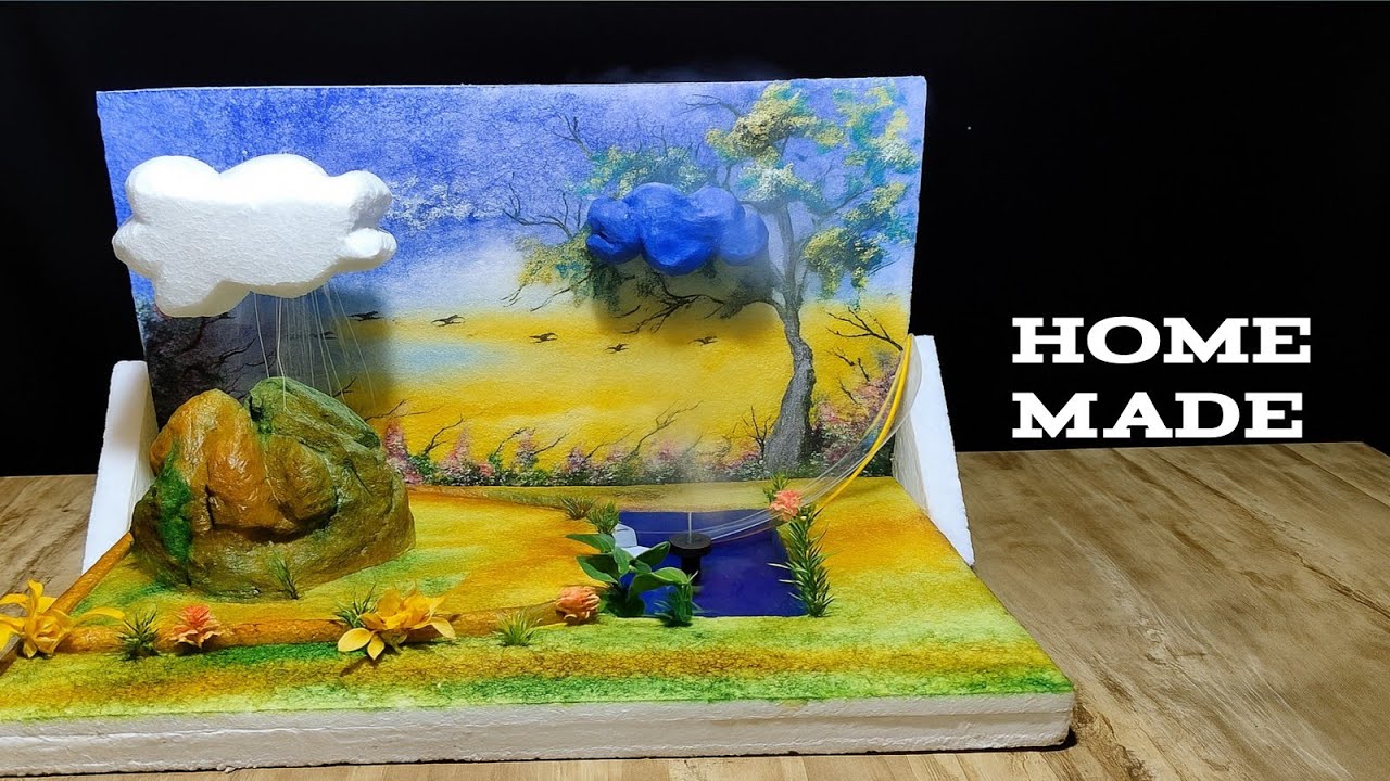 Water cycle 3D model / how to make water cycle 3D working model / Radon ...