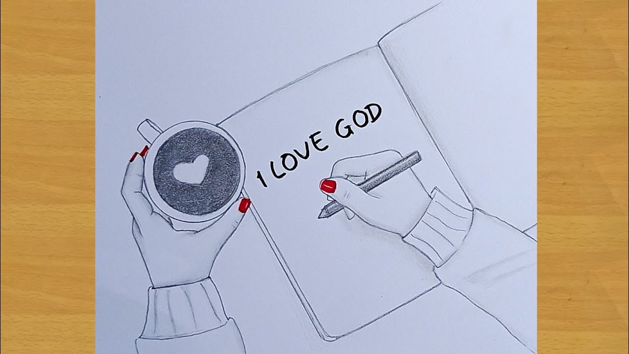 How To Draw Girl Hands Writing I Love God Pencil Drawinggali Gali Art Youtube