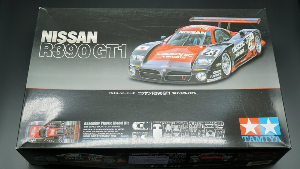 Tamiya 1/24 Scale Nissan R390 GT1 구성품. - YouTube
