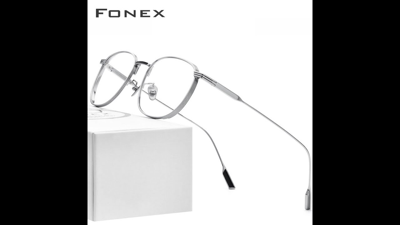 FONEX Pure Titanium Glasses Frame Women Vintage Round Myopia Optical ...