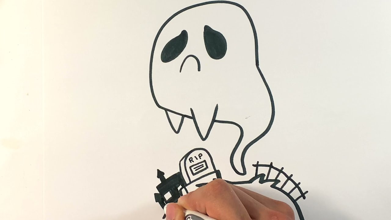 CUTE How to Draw a Sad GHOST - Halloween Drawings - YouTube