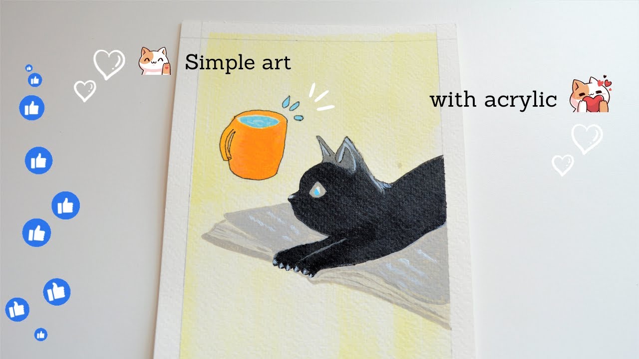 Paint with me acrylic - Acrylic painting a reading cat | Fun Painting ...