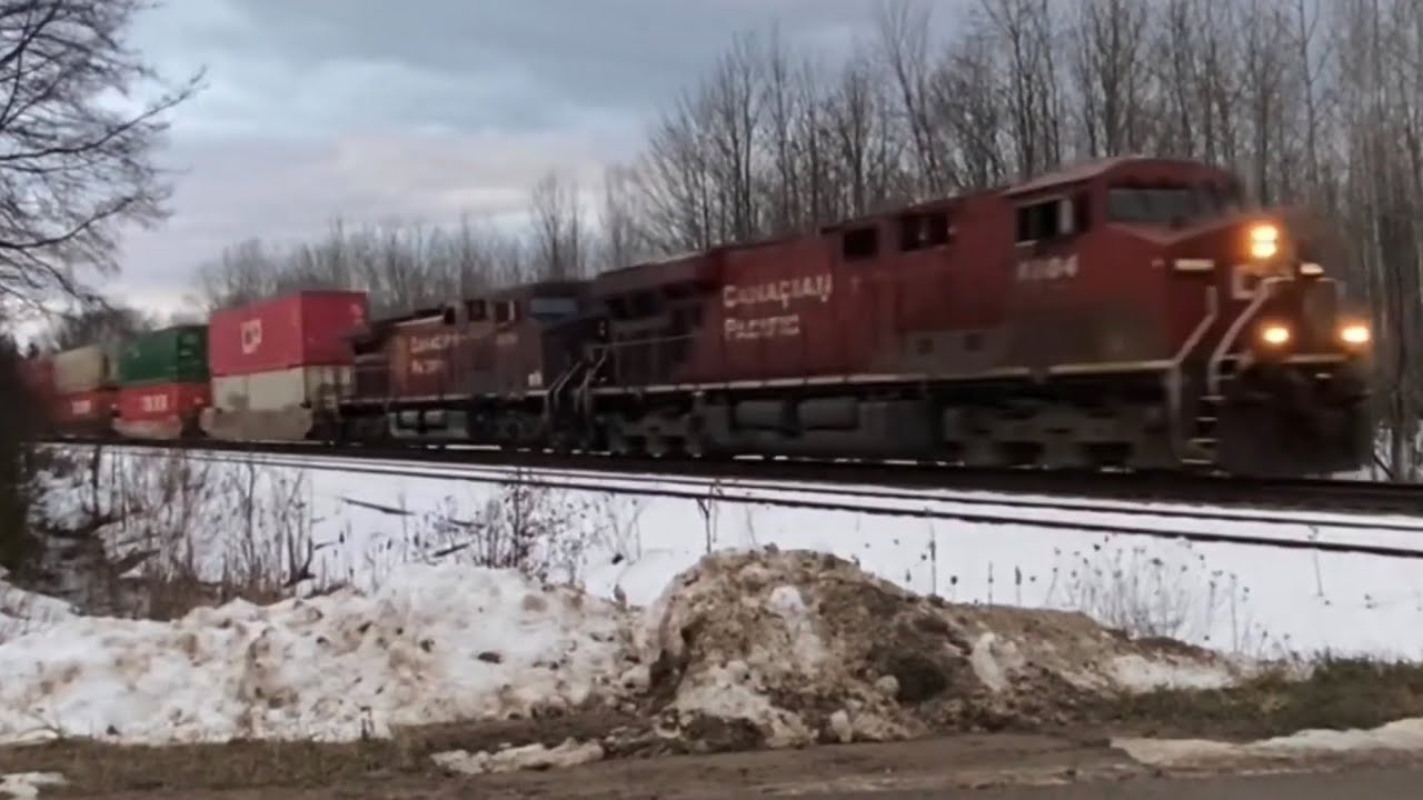 CP 8204, CP 9724 & CP 9820 passing through Coldwater, ON - YouTube