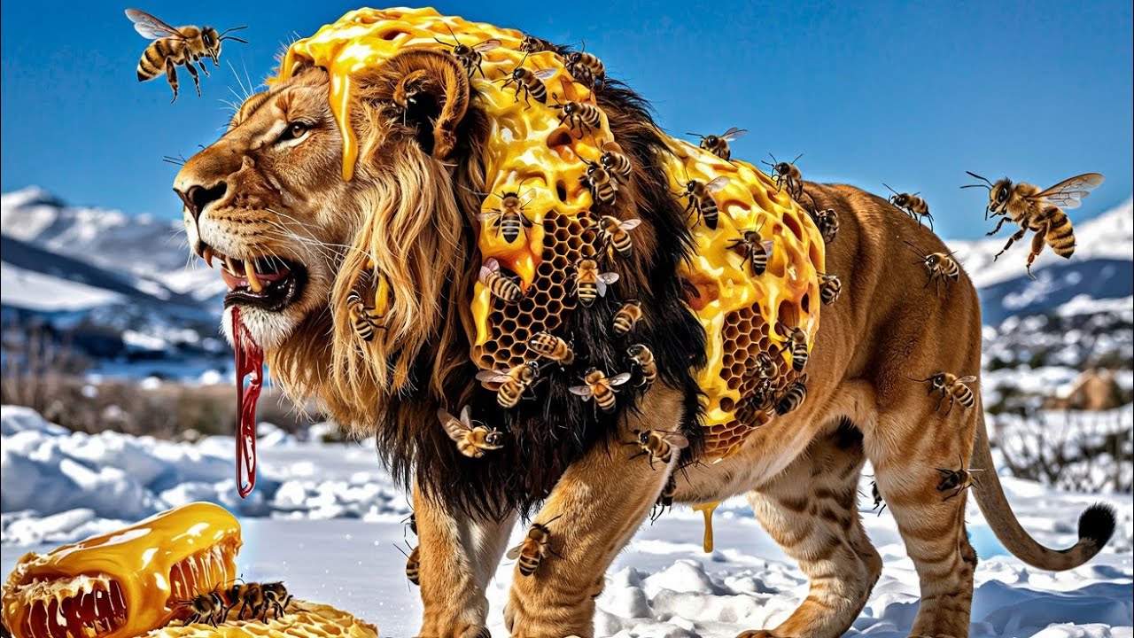 Millions of Venomous Bees Trap a Lion – Heroes Step In to Save It ...