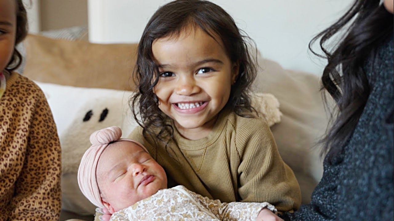 Kids meeting Baby Sister for the first time & Baby Name Reveal - YouTube
