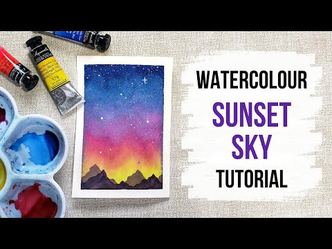 EASY watercolour sunset sky tutorial for beginners (Step-by-step)