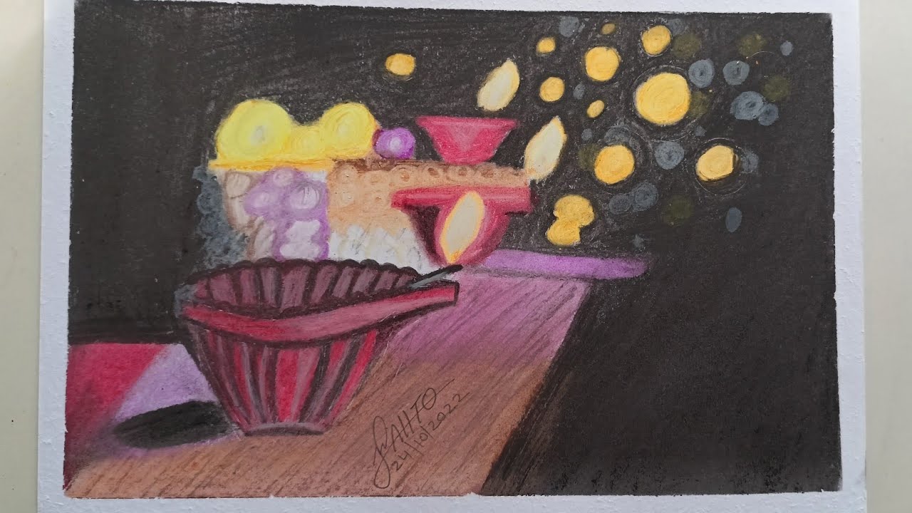 Diwali Oil Pastel Drawing // Oil Pastel Drawing // MS MAHTO ART - YouTube