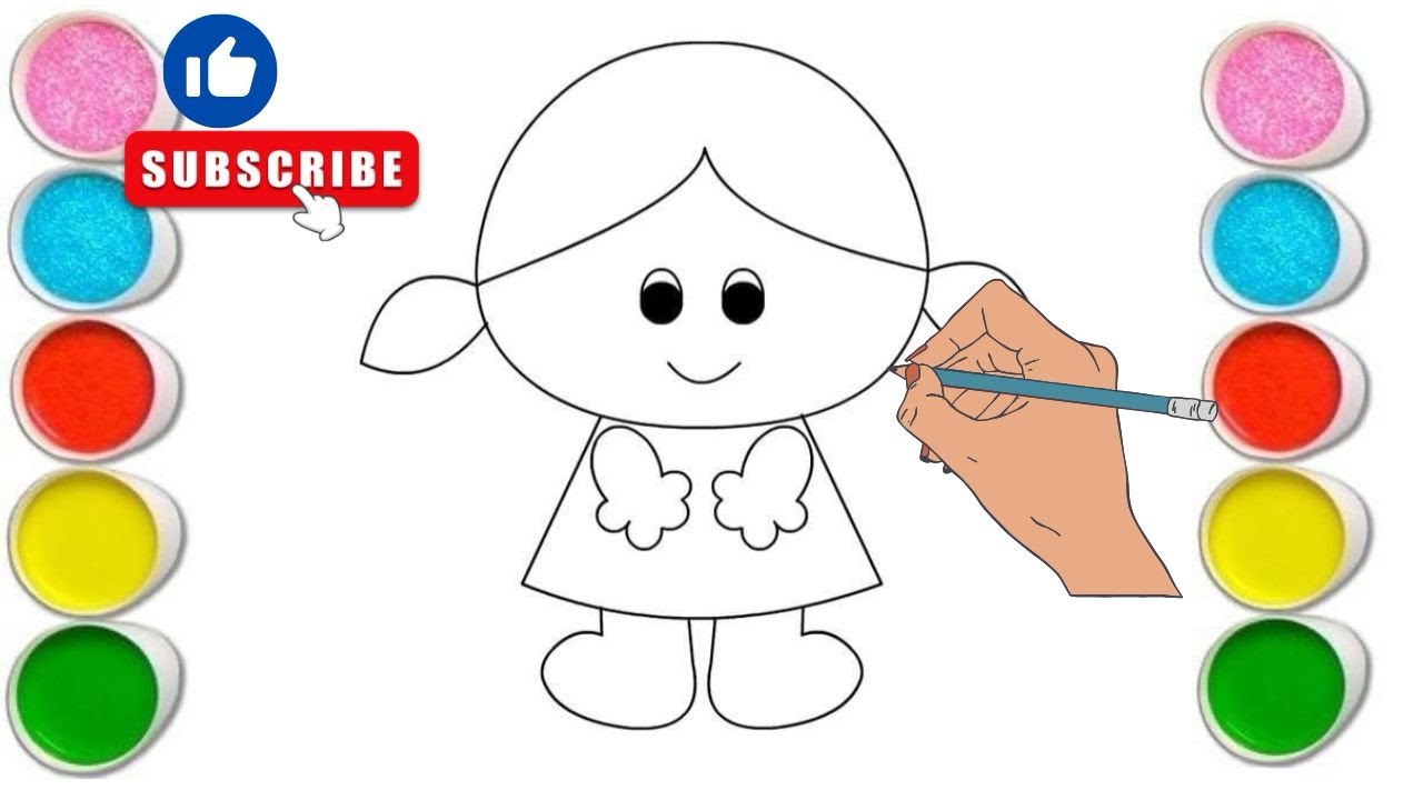 How to draw simple and easy cartoon girl: step by steps painting ...