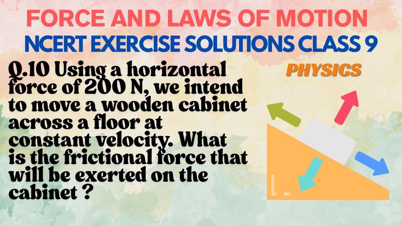 Using a horizontal force of 200 N we intend to move a wooden cabinet ...
