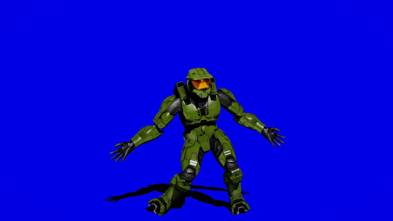 Master Chief dancing Orange Justice Fornite Blue Screen - YouTube