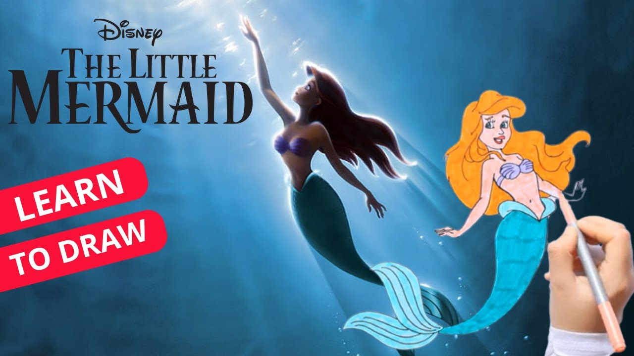 Ariel The Little Mermaid Drawing and Coloring - YouTube