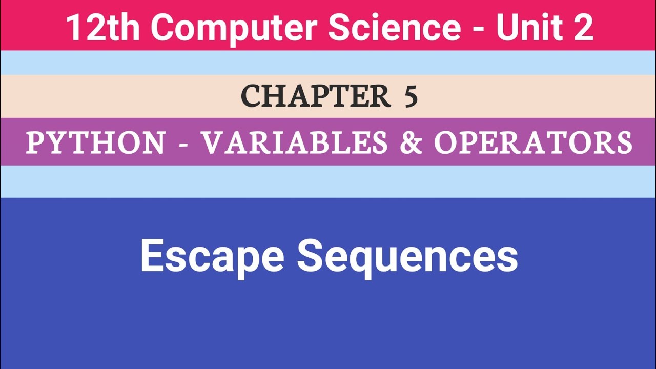12th Computer Science || Unit 2 || Chapter 5 || Escape sequences #CMWay - YouTube