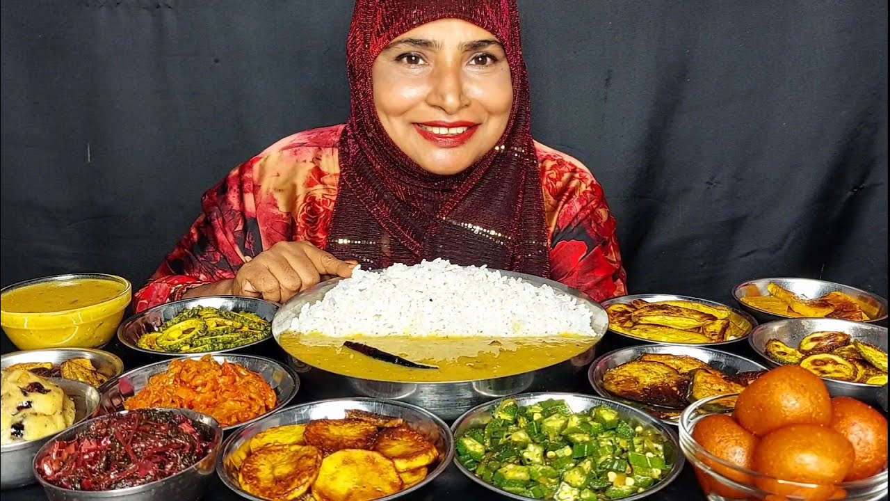 VEG MUKBANG, EATING DIFFERENT TYPES OF STIR FRIED VEG, DAAL CHAWAL ...