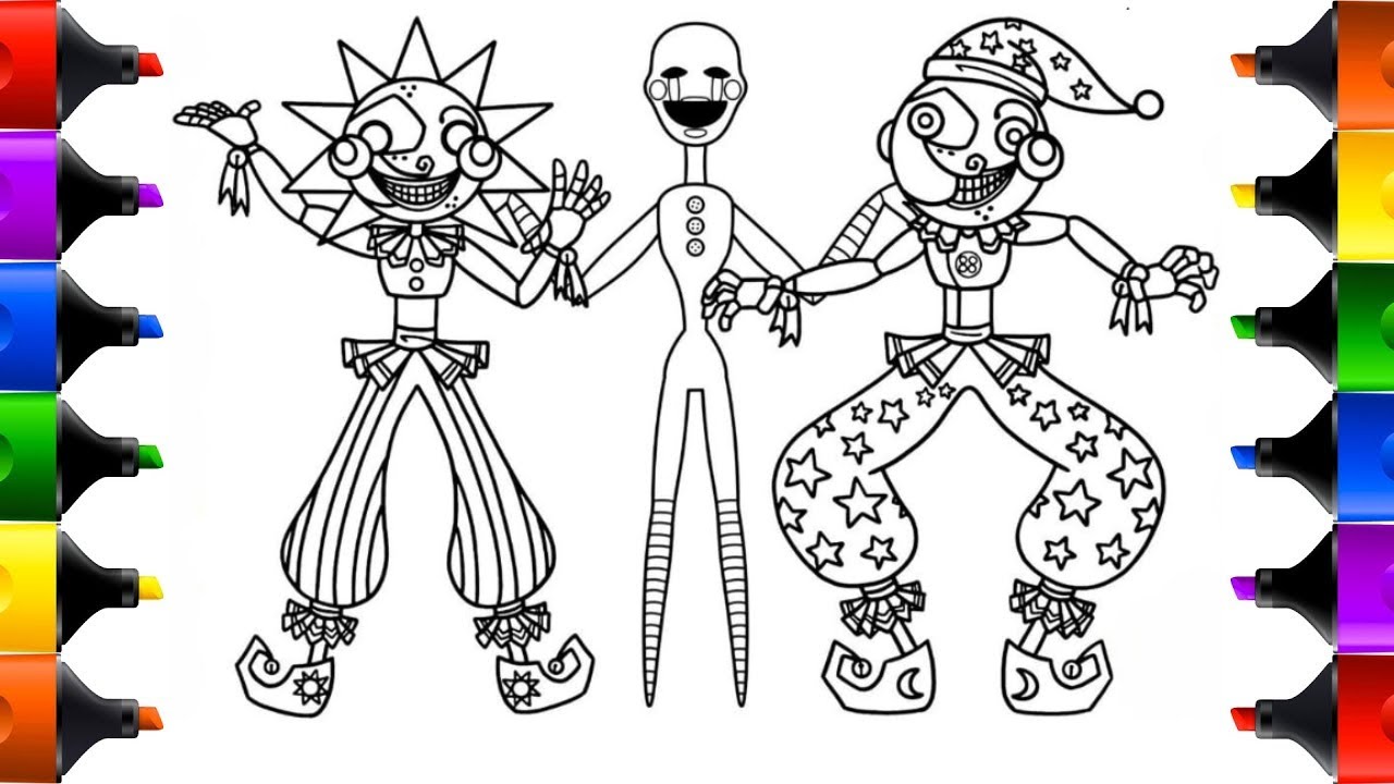 Five Nights at Freddy's - How To Color Moondrop Sundrop and Puppet ...