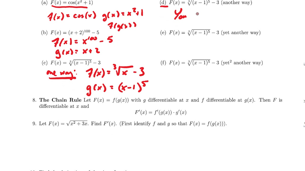 Sec. 3.7 Chain Rule Introduction - YouTube