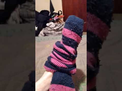 Purple and black striped socks removal I don't show my face or talk on my videos.