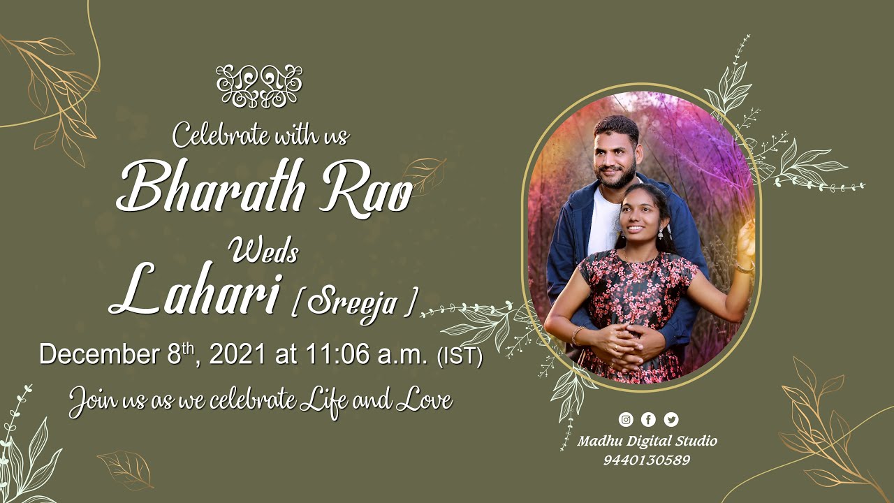 Bharath Rao Weds Lahari (Sreeja ) - YouTube